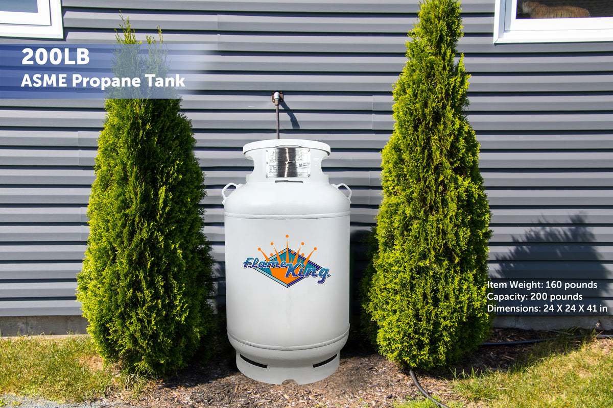 200lb 50 Gal ASME Propane Tank with Valves, Gauge & Lid - Flame King