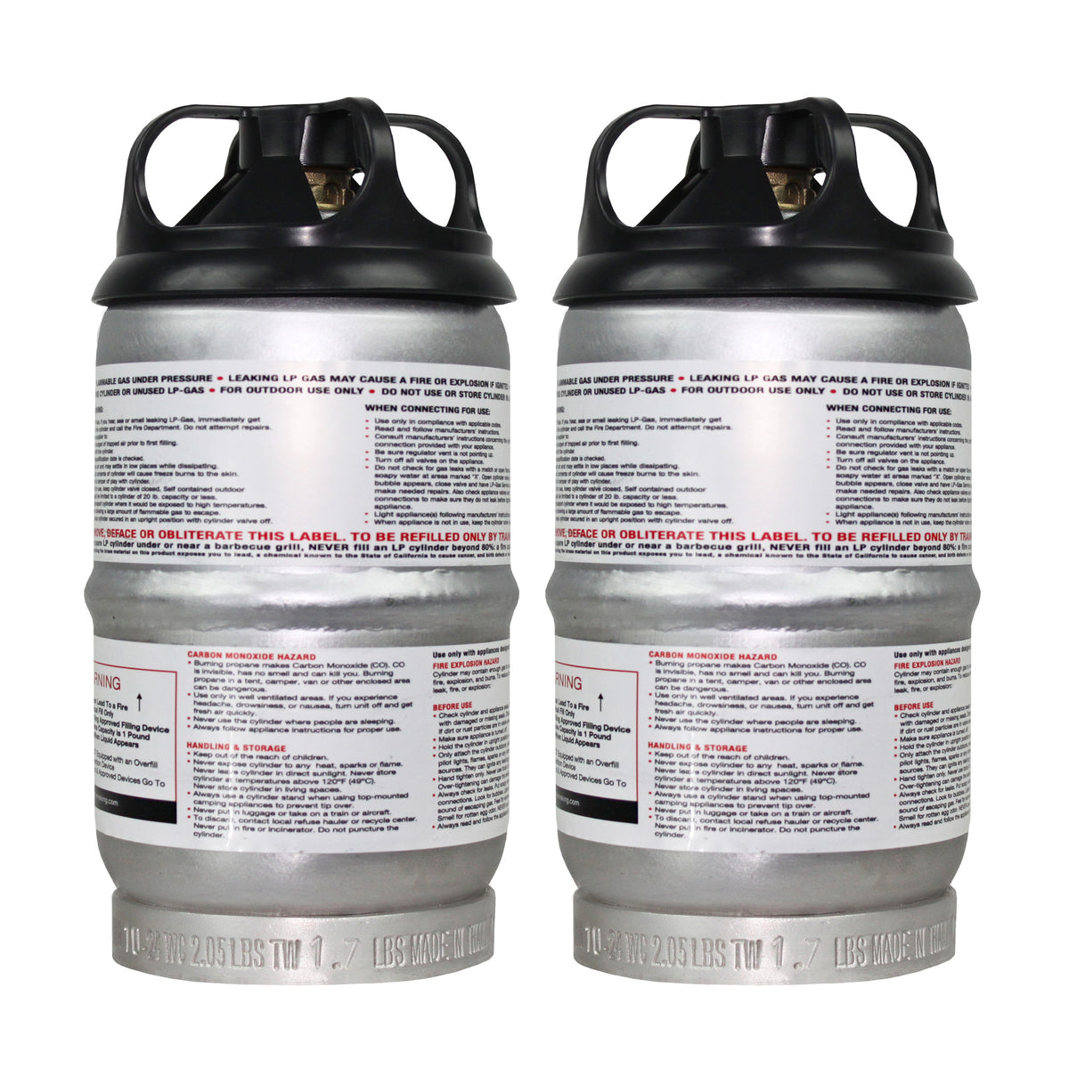 2-Pack Eco Friendly Sustainable Aluminum 1lb Refillable Propane Tank LP ...