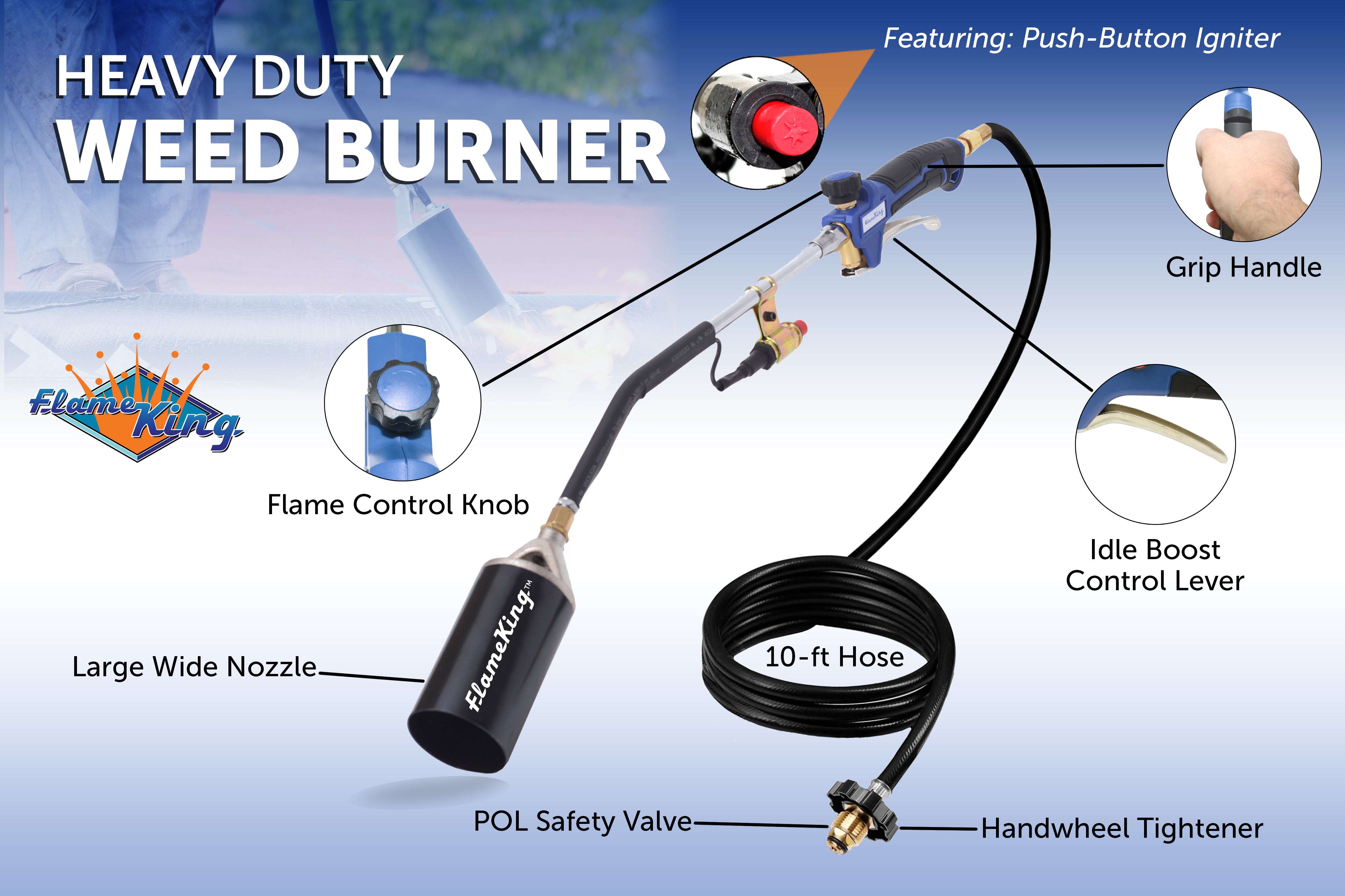 Auto Ignition Heavy Duty Propane Torch Weed Burner 340,000 BTU with ...