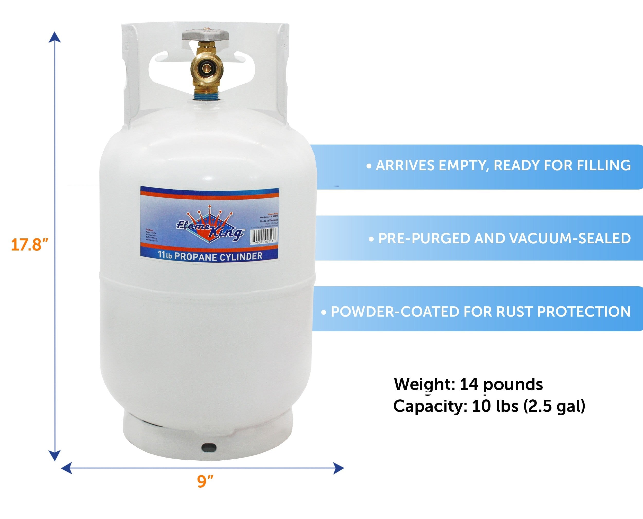 10lb Propane Tank LP Cylinder with OPD - Flame King