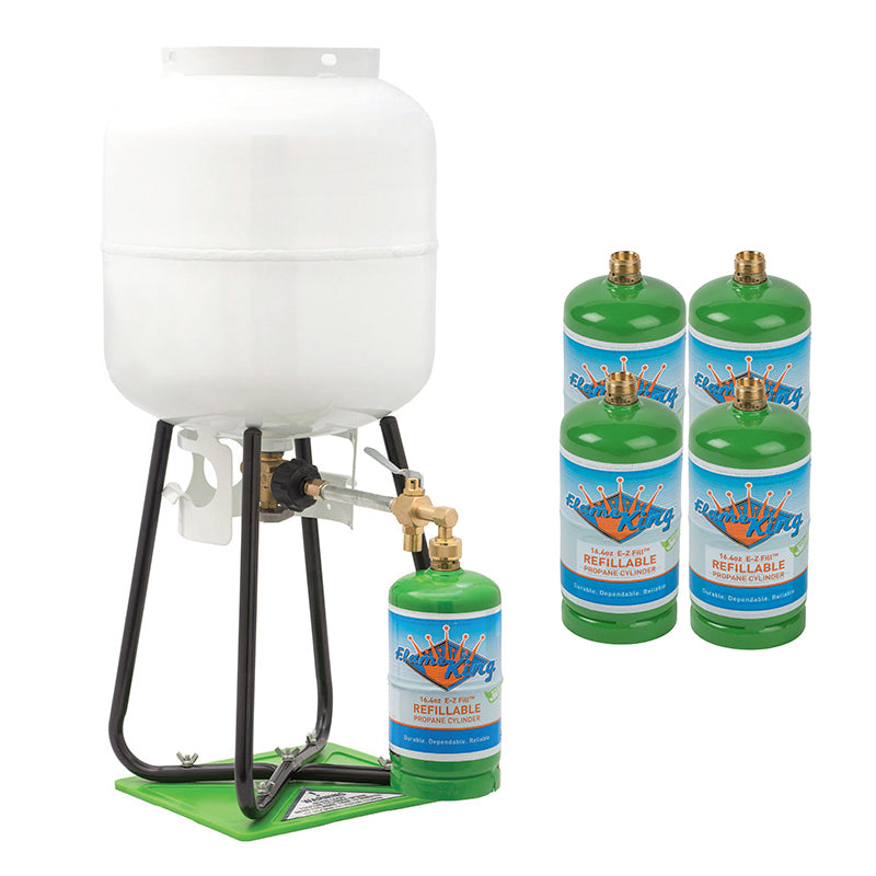 Flame King Bundle 5 Eco Friendly 1lb Refillable Propane Tanks + Refill