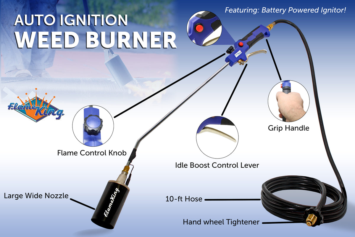 Propane Weed Burner Torch 340,000 BTU with Battery Operated Igniter ...