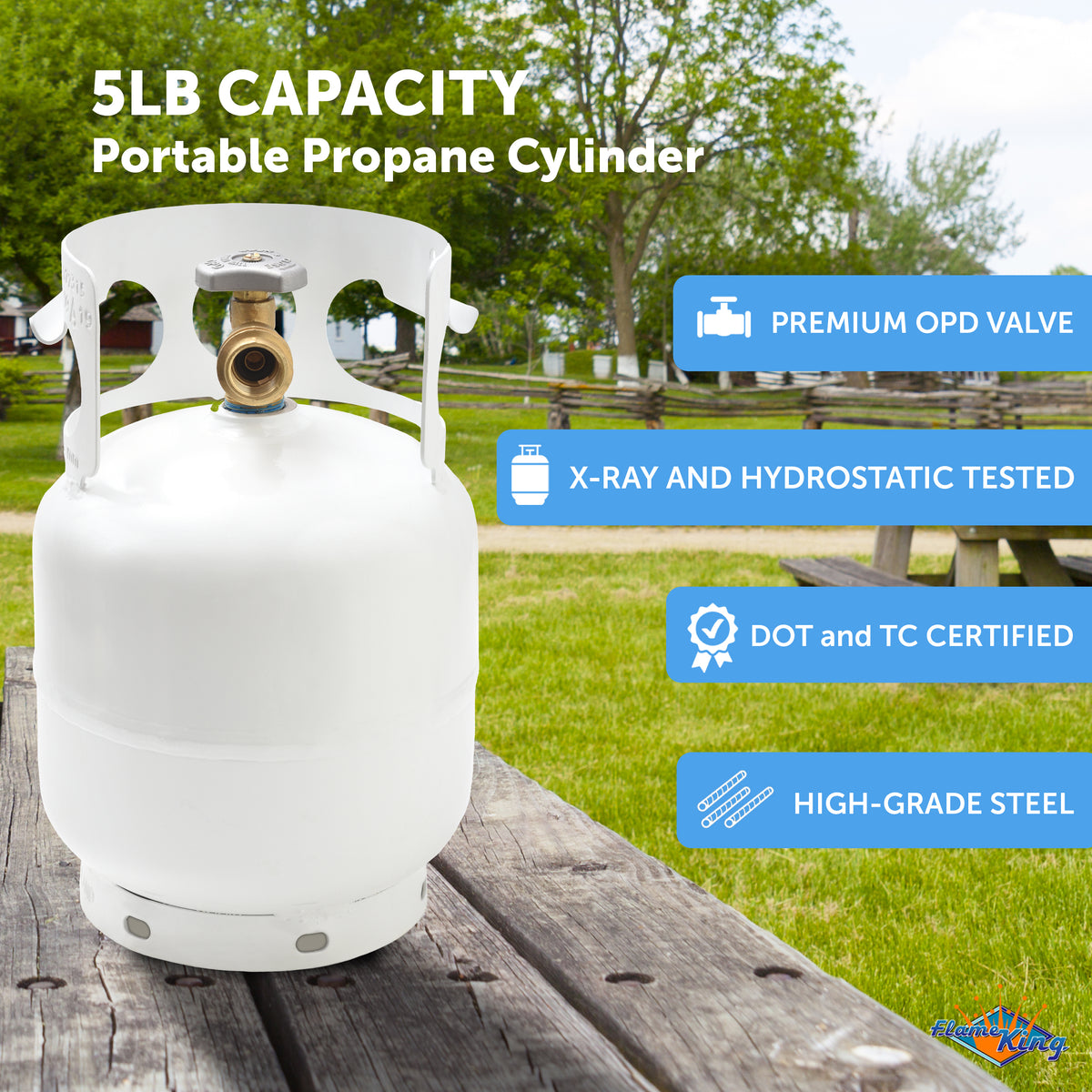 5lb Propane Tank LP Cylinder with OPD - Flame King