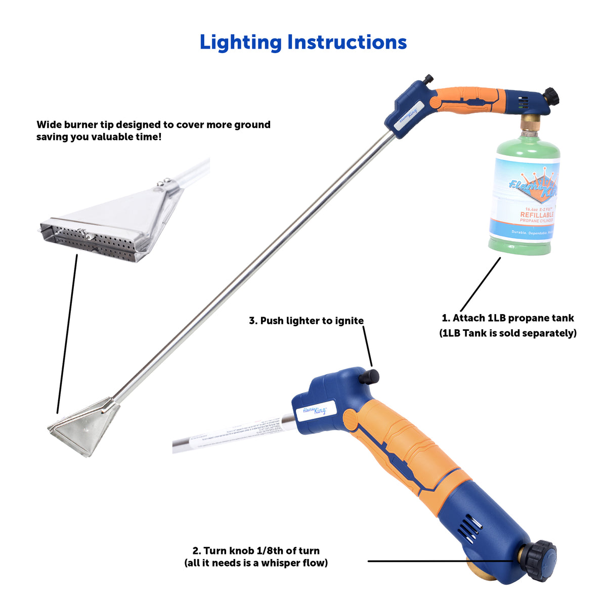 Propane Torch Wide Flame Weed Burner with Integrated Push Button ...