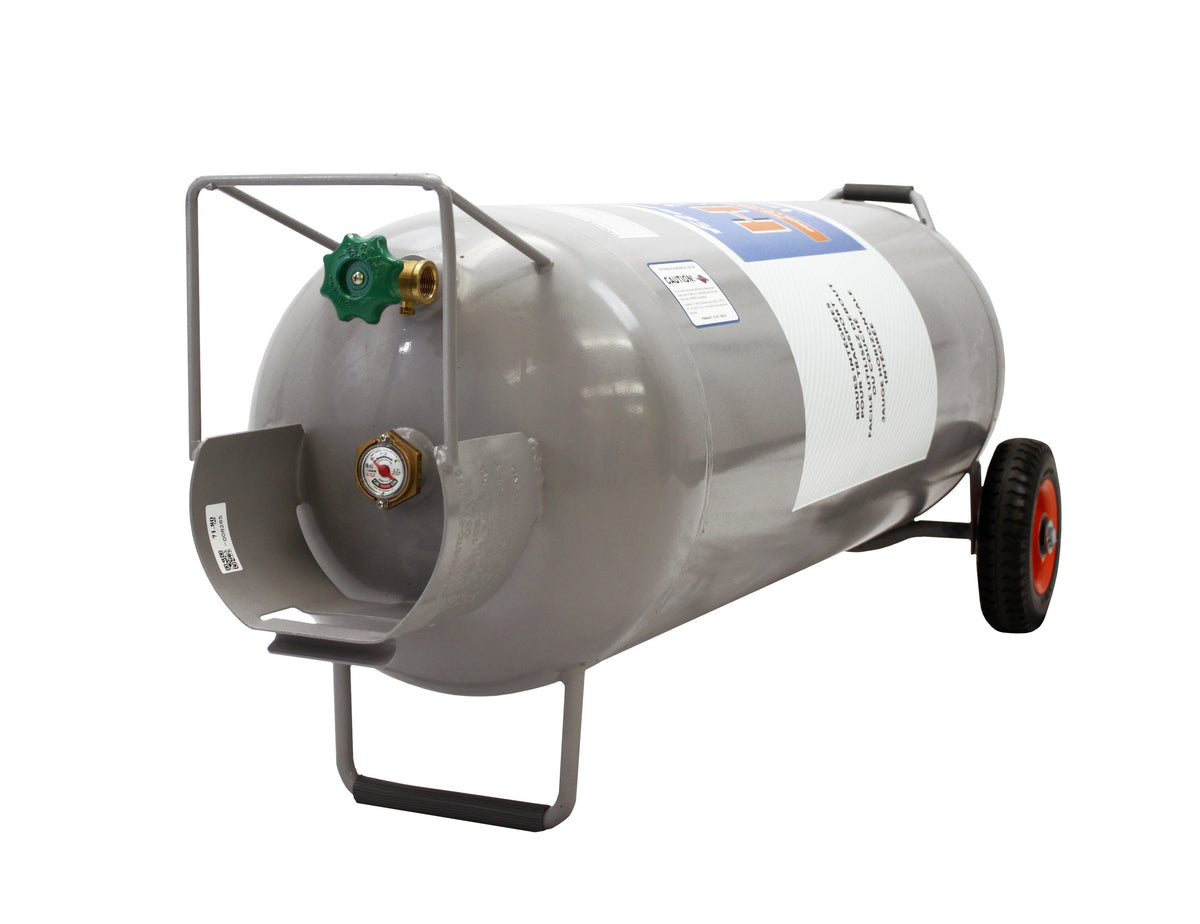 100lb Horizontal & Vertical Propane Cylinder with POL & Wheels - Flame King