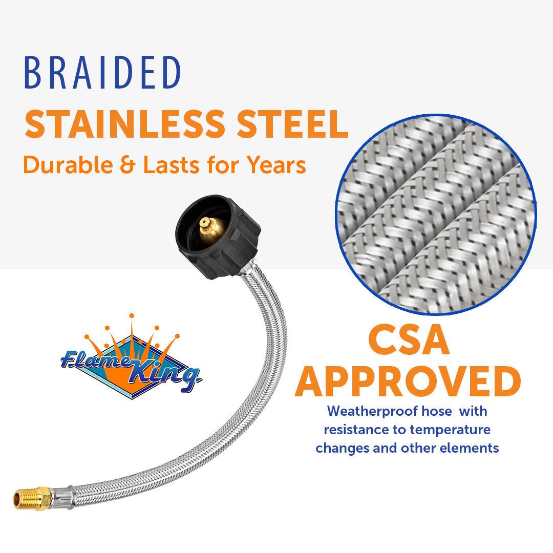 1/4" NPT Stainless Steel Braided Propane Pigtail Hose 2 Pack for RV ...