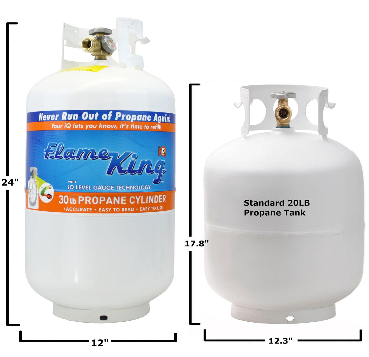 30lb Propane Tank LP Cylinder with OPD & Gauge - Flame King