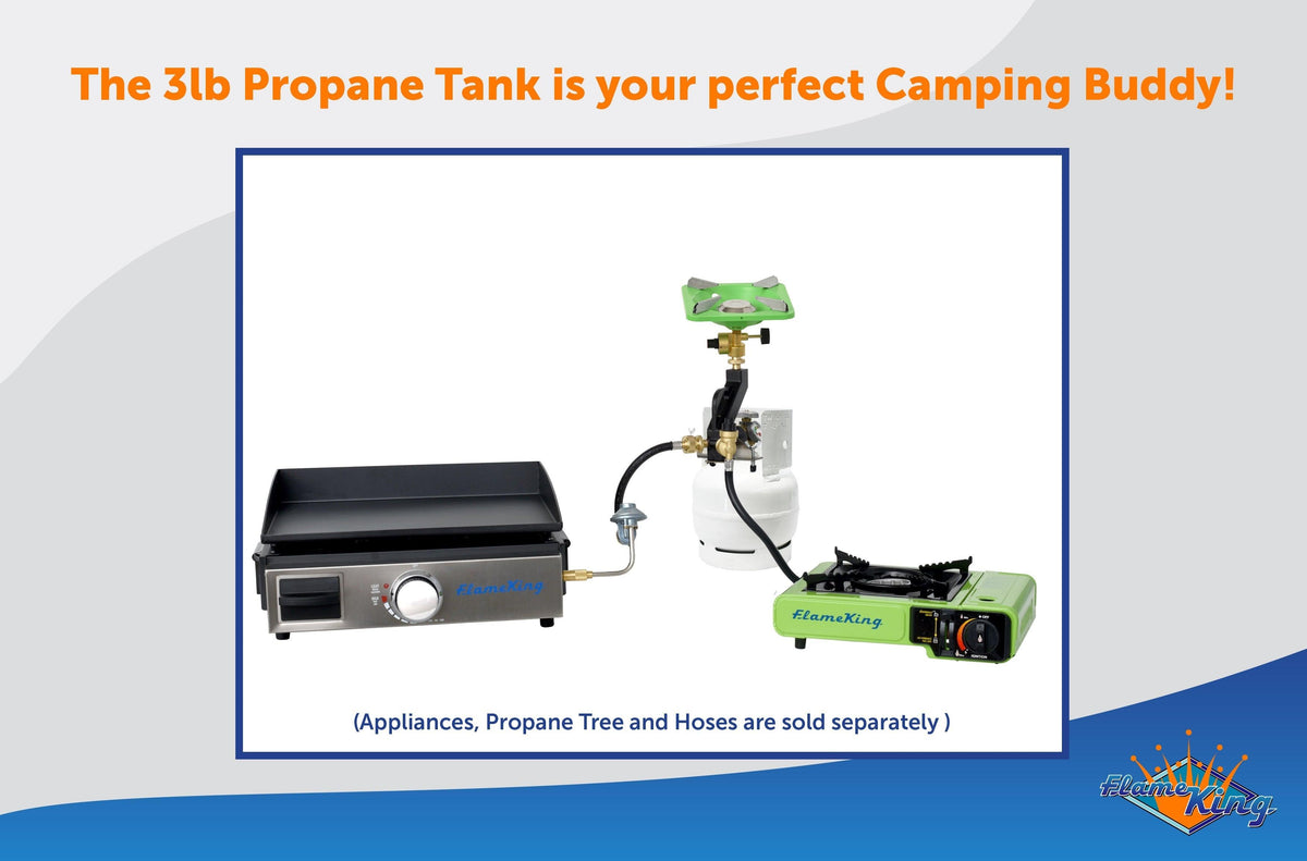 3lb Propane Tank LP Cylinder with Gauge and OPD - Flame King