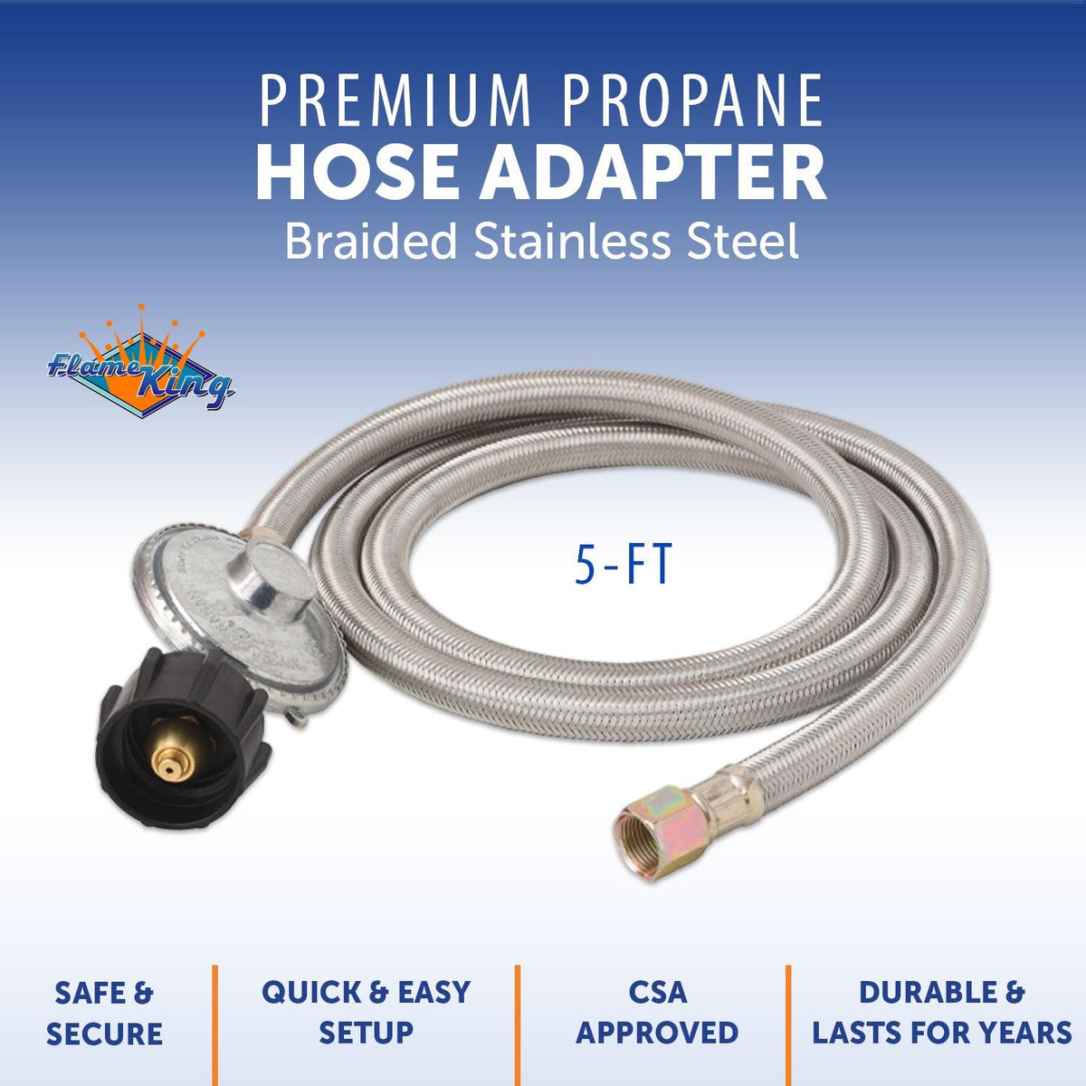 5 FT QCC to 3/8″ Female Flare Nut w/Regulator-Steel Braided Hose ...