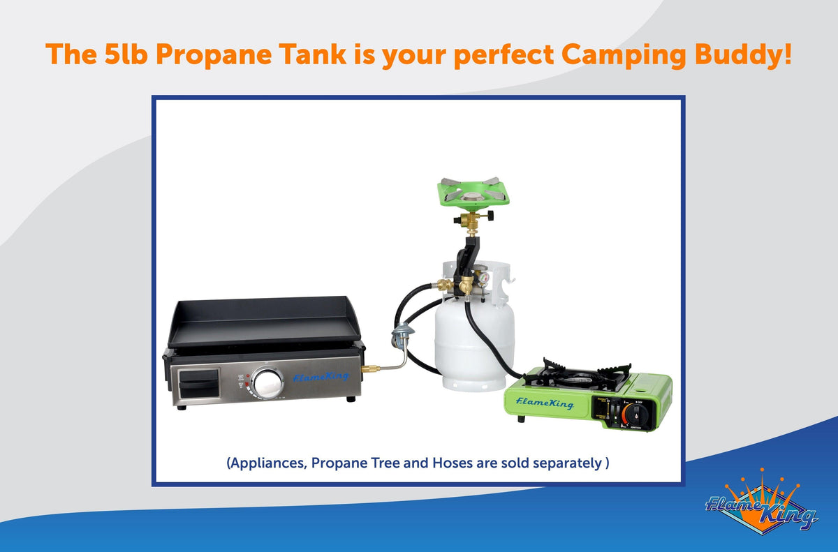 Portable 5lb Propane Tank LP Cylinder with OPD & Gauge - Flame King