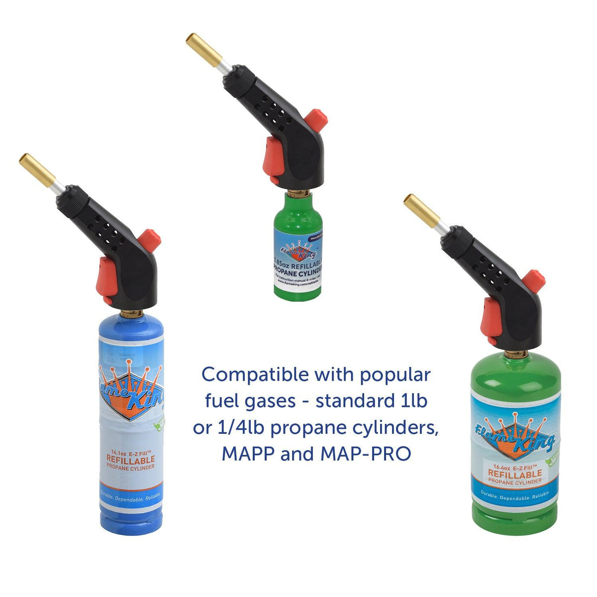 Propane Gas Blow Torch with Push Button Igniter & 2 Interchangeable ...