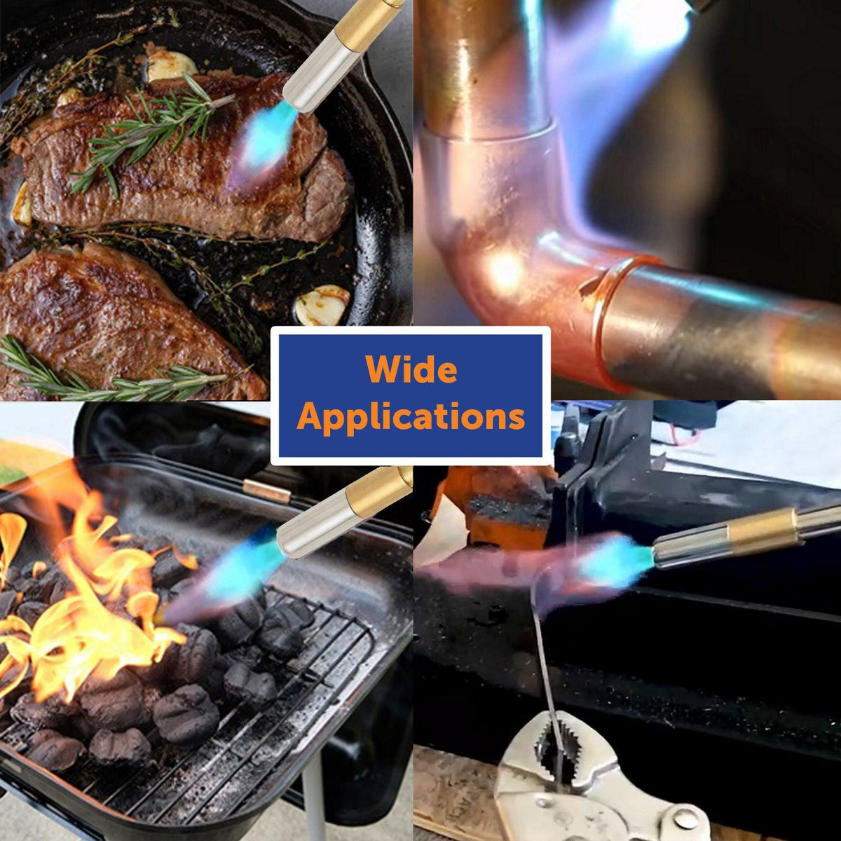 Propane Gas Blow Torch with Push Button Igniter & 2 Interchangeable ...