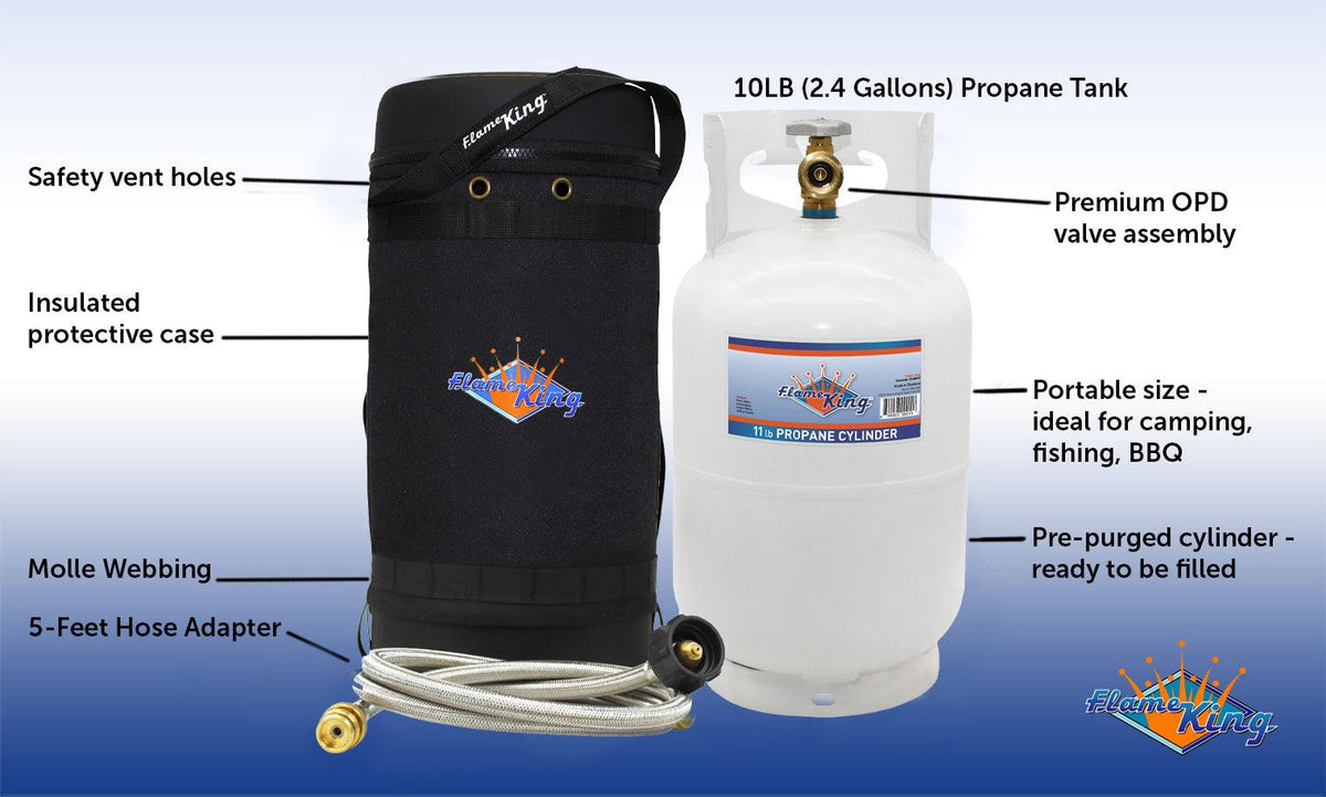 Propane Gas Hauler Kit 10lb Propane Tank, Adapter Hose and Insulated ...