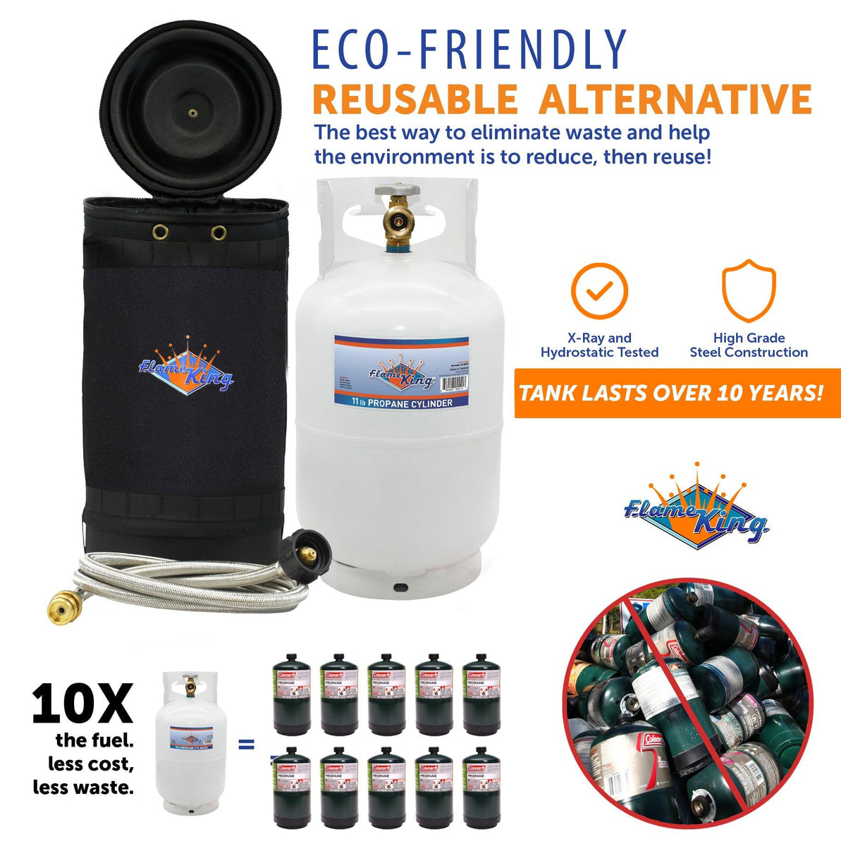 Propane Gas Hauler Kit 10lb Propane Tank, Adapter Hose and Insulated ...