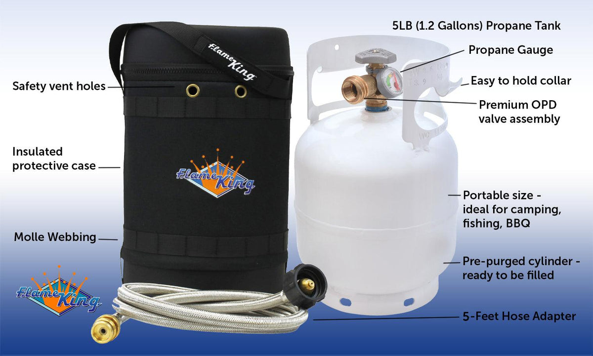Propane Gas Hauler Kit 5lb Gauge Propane Tank, Adapter Hose and ...