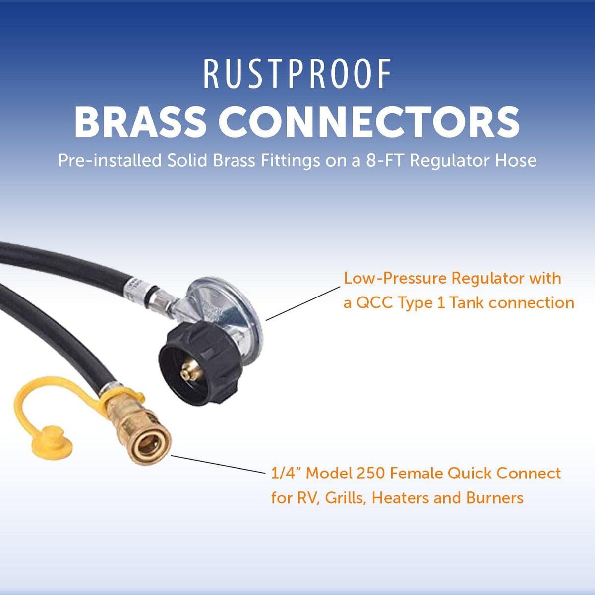 Propane Regulator Hose with Quick Connect – 6 feet - Flame King